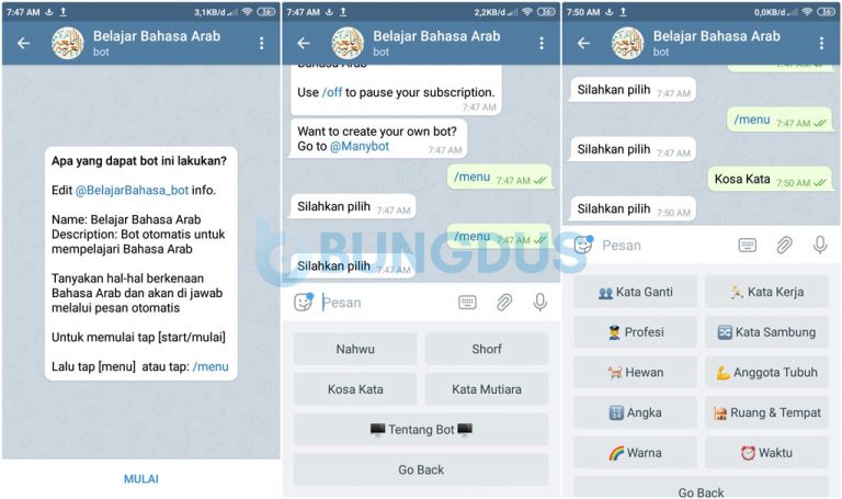 Cara Menggunakan Bot Bahasa Arab Telegram